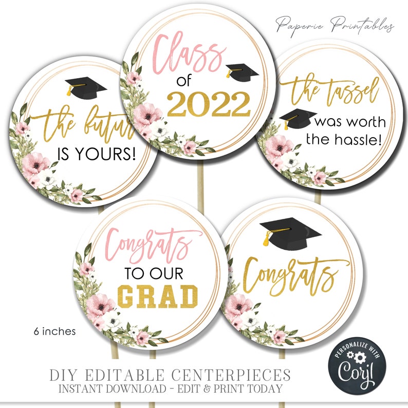 EDITABLE Female Graduation Decorations 2022 Class of 2022 | Etsy