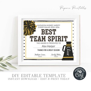 Editable Cheerleading Awards: End of Season Team Certificate (DIY W ...