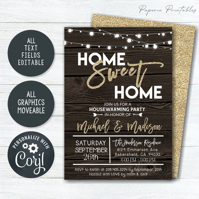 EDITABLE Housewarming Party Invitation Rustic Housewarming - Etsy