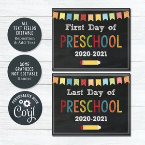 EDITABLE First Day of School Sign, Last Day of School Sign, ANY YEAR ...