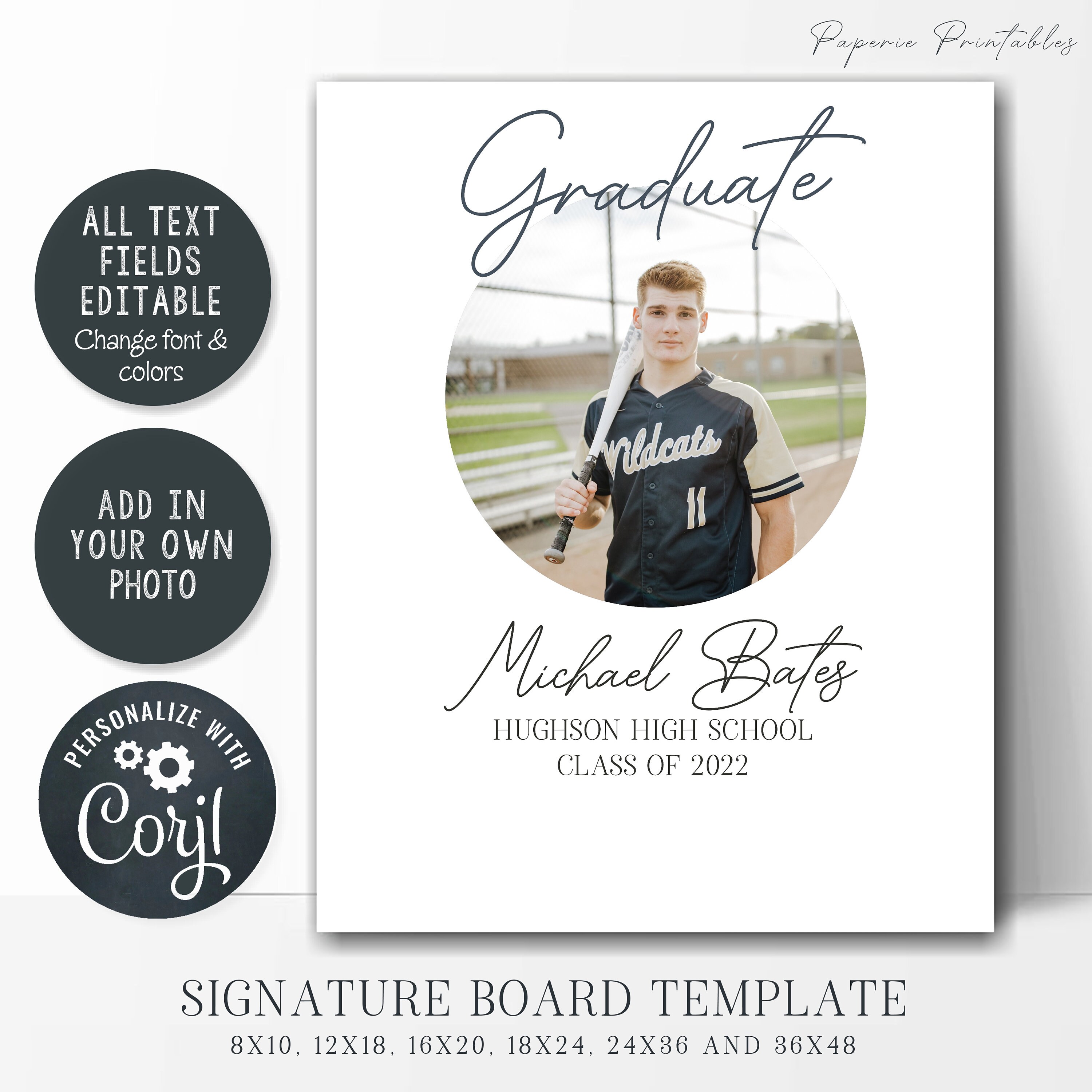 Editable Graduation Signature Board: DIY Guest Book (digital Download ...