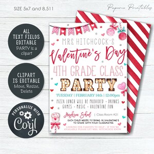 EDITABLE Valentine's Day Class Party Invitation, Valentine's Day Party ...