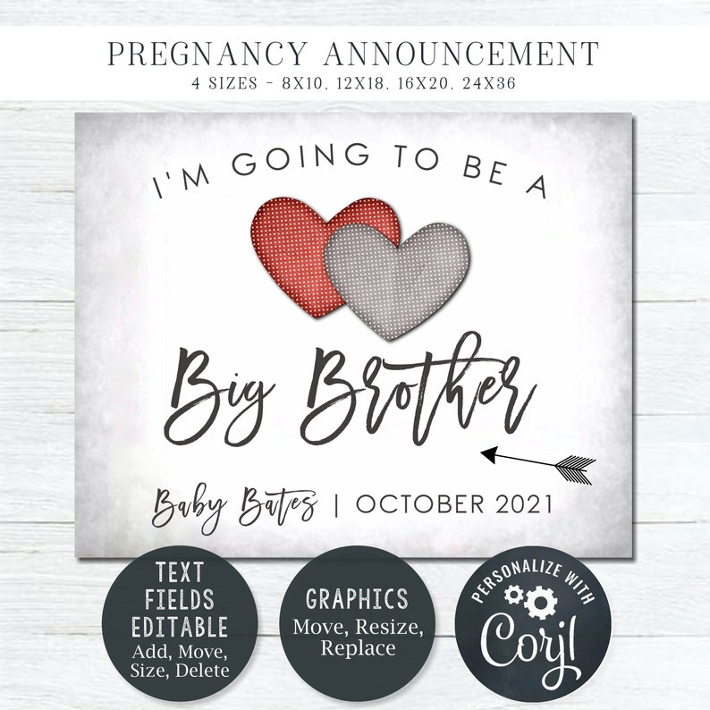 EDITABLE Big Brother Pregnancy Announcement I'm going | Etsy