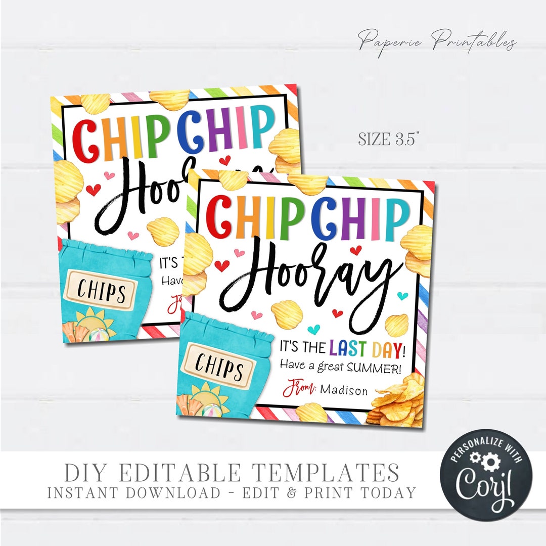 EDITABLE End of School Chips Teacher Gift Tag, Thank You Teacher Gift ...