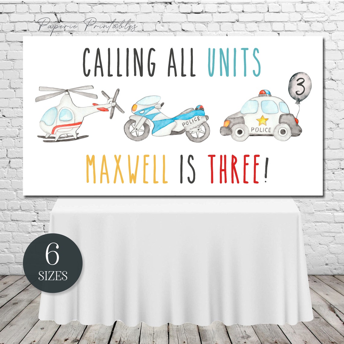 EDITABLE Police Birthday Decorations Law Enforcement Birthday - Etsy