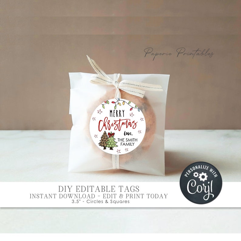 Editable Merry Christmas Tag Merry Christmas Gift Tag - Etsy