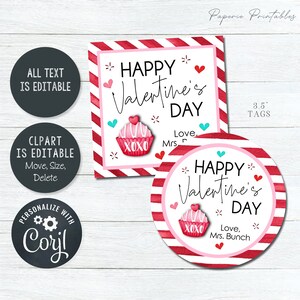 Editable Valentine's Day Gift Tag, Happy Valentine's Day Tag, Valentine ...