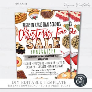 EDITABLE Christmas Pie Sale Flyer, Christmas Pie Fundraiser Flyer ...