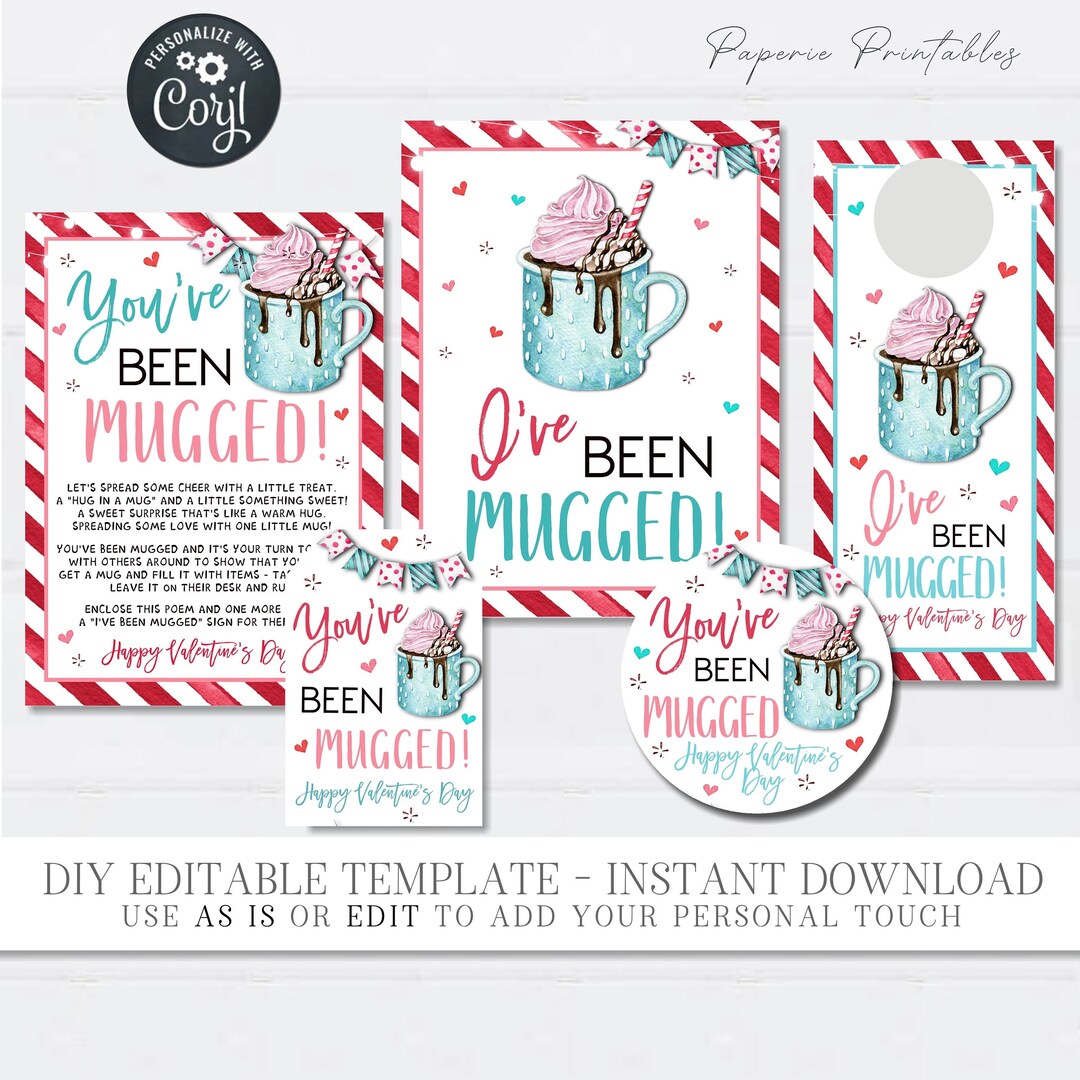 EDITABLE Office Valentine Game, You've Been Mugged Valentine Printable ...
