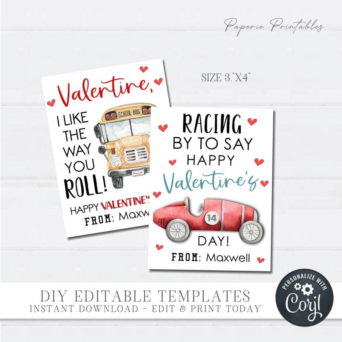 EDITABLE Transportation Valentine Cards Kid Valentine Cards - Etsy