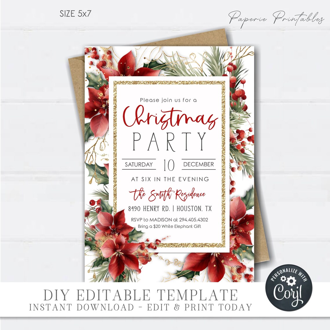 EDITABLE Christmas Party Invitation Holiday Party Invitation - Etsy