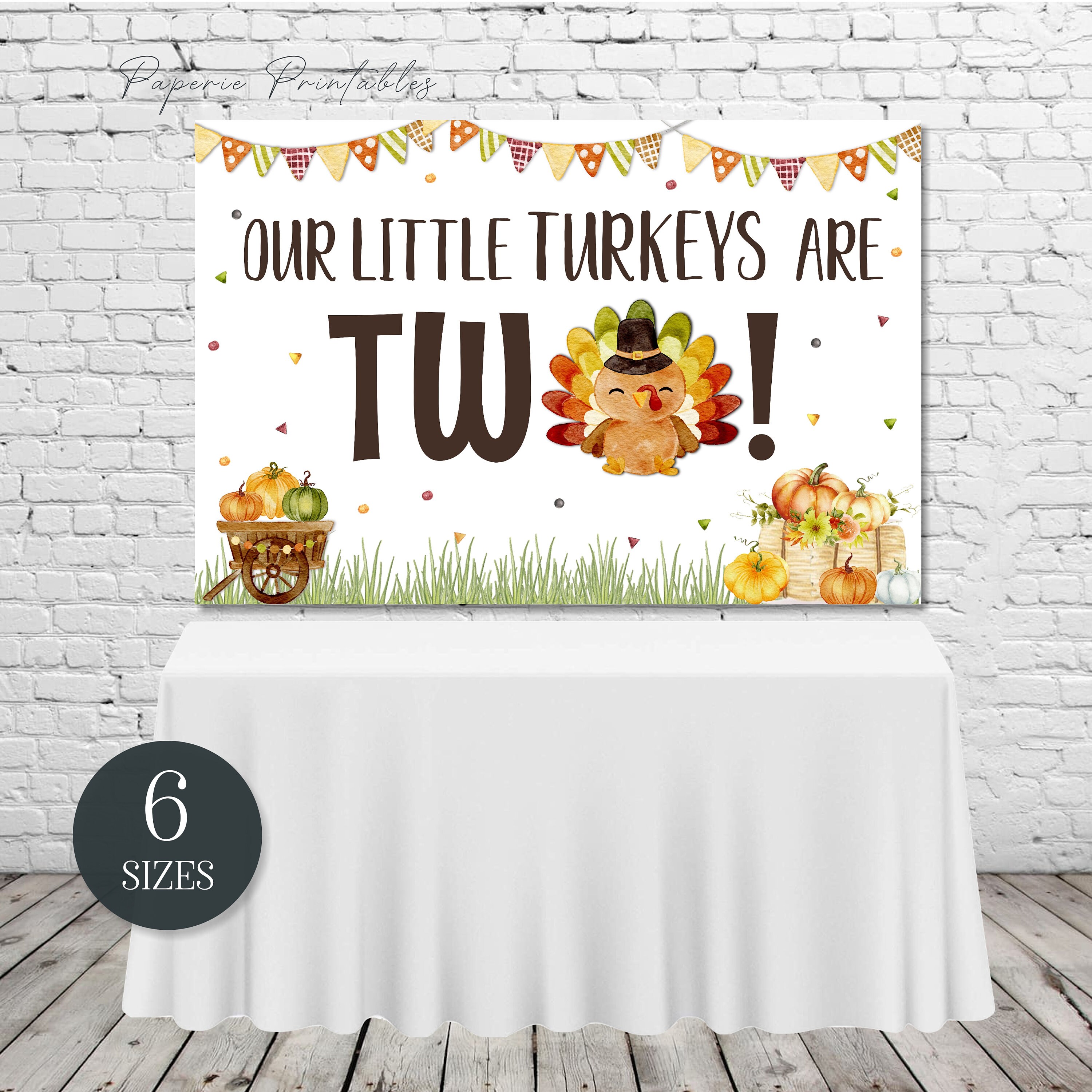 EDITABLE Turkey Birthday Party Backdrop Little Turkey - Etsy