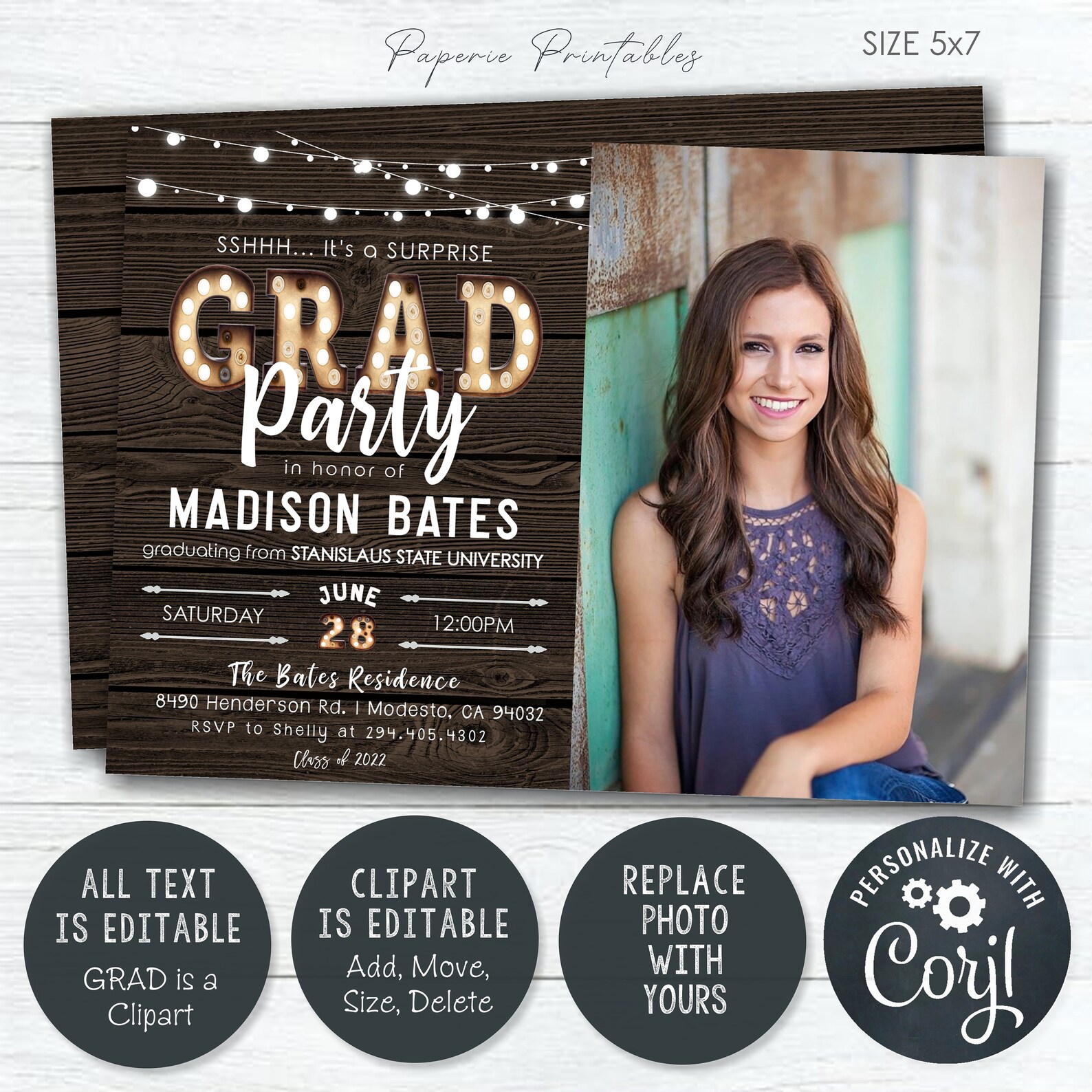 EDITABLE Country Graduation Party Template Rustic Graduation - Etsy