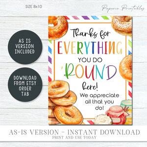 Editable Bagel Teacher Appreciation Sign: Breakfast Theme (DIY Corjl ...