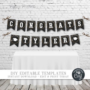 Editable Graduation Banner: Congratulations Pennant, 2022 (digital ...