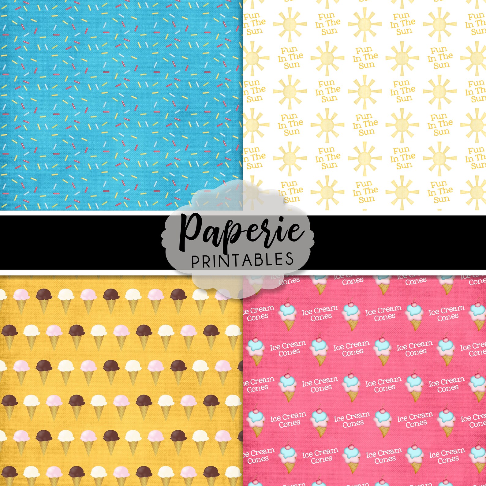 Hello Summer Digital Paper 8.5x11 Digital Scrapbooking Paper - Etsy