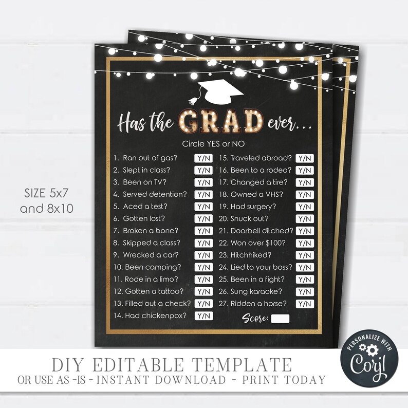 Editable Has the Grad Ever Graduation Party Game Graduation - Etsy