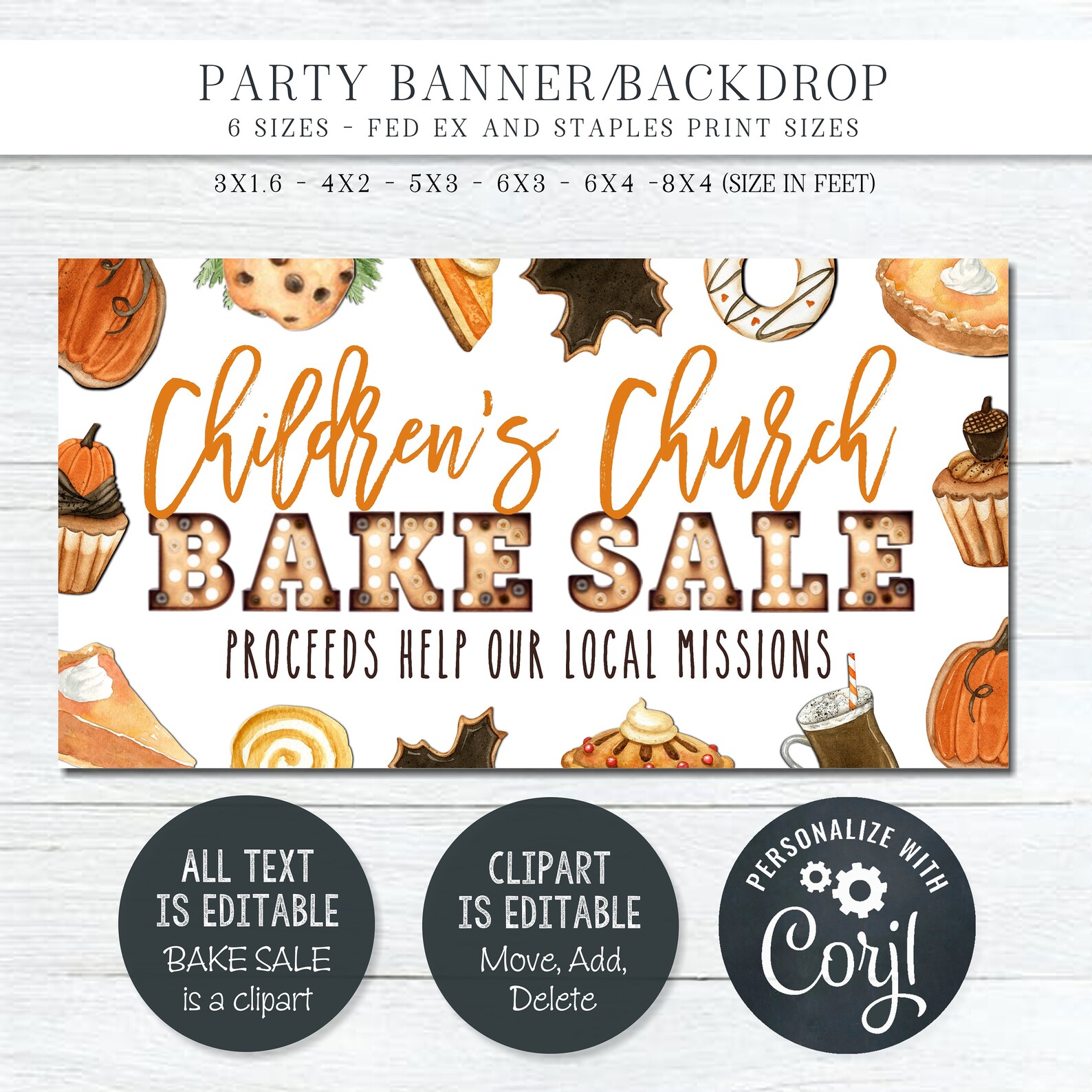 EDITABLE Thanksgiving Bake Sale Backdrop Bake Sale Banner - Etsy