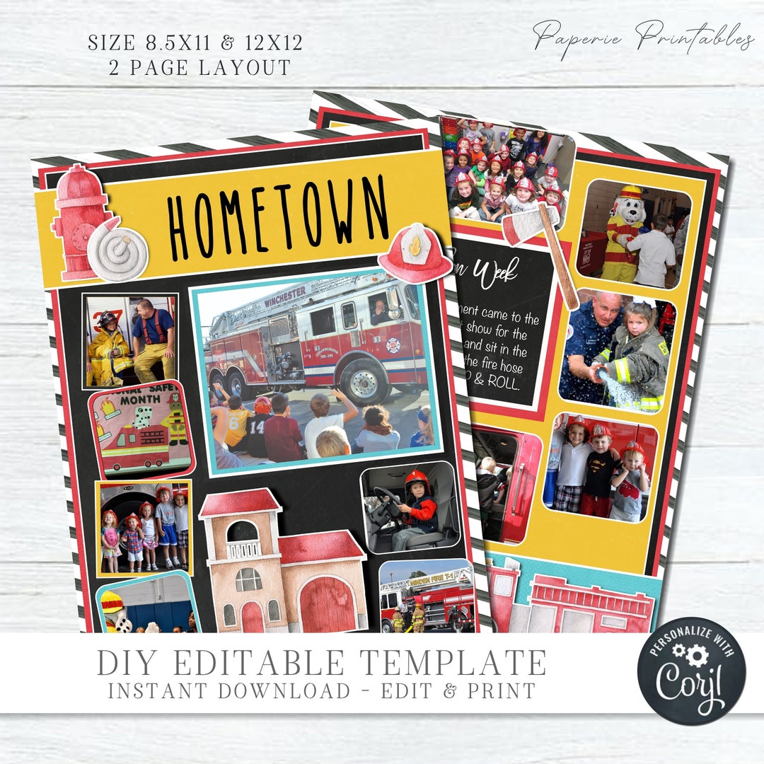 EDITABLE Scrapbooking Quick Pages, Fire Fighter Scrapbooking Album ...