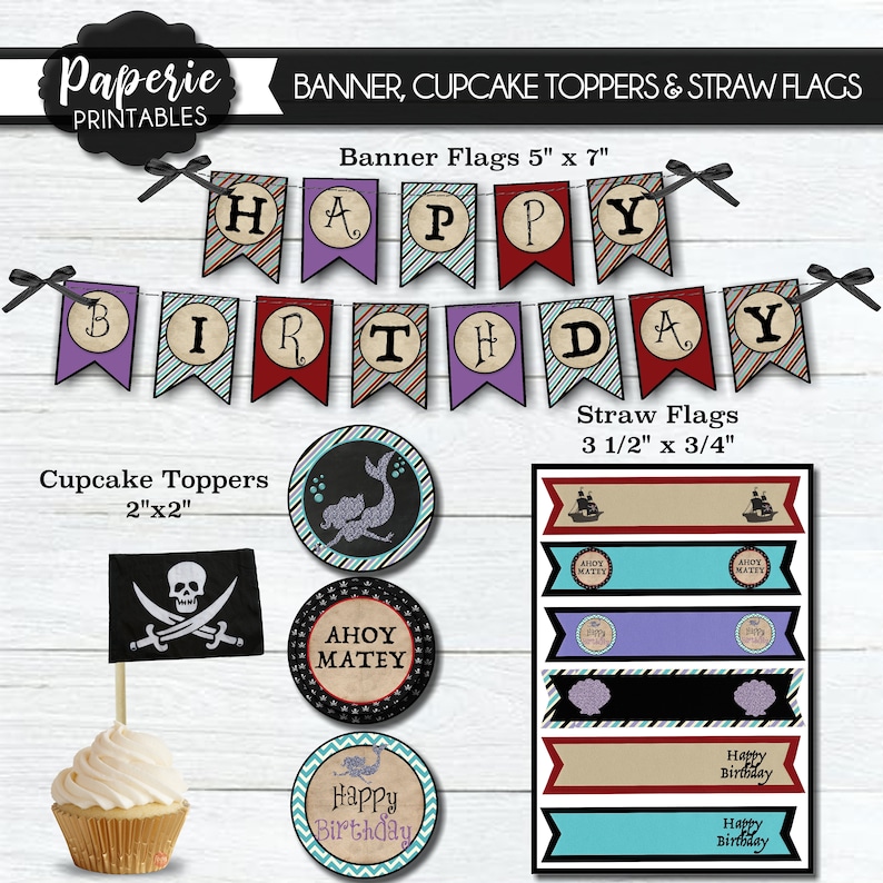 Pirate & Mermaid Birthday Party Bundle (digital Download) - Etsy