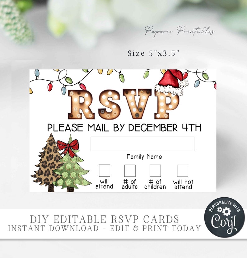 Editable Christmas Party RSVP Cards RSVP Cards Christmas - Etsy