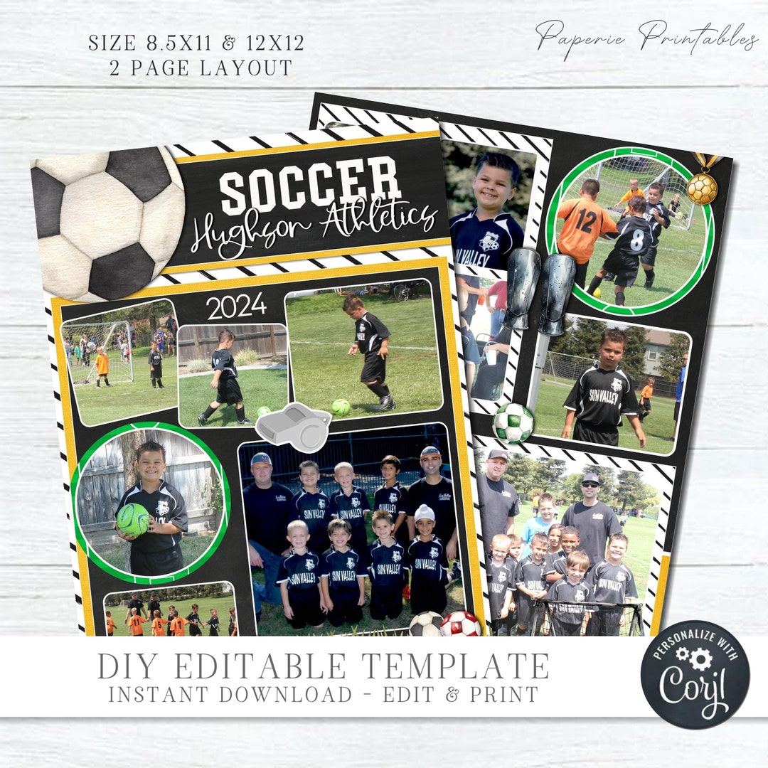 Editable Soccer Scrapbook Pages: 8.5x11 & 12x12 (digital Download) - Etsy