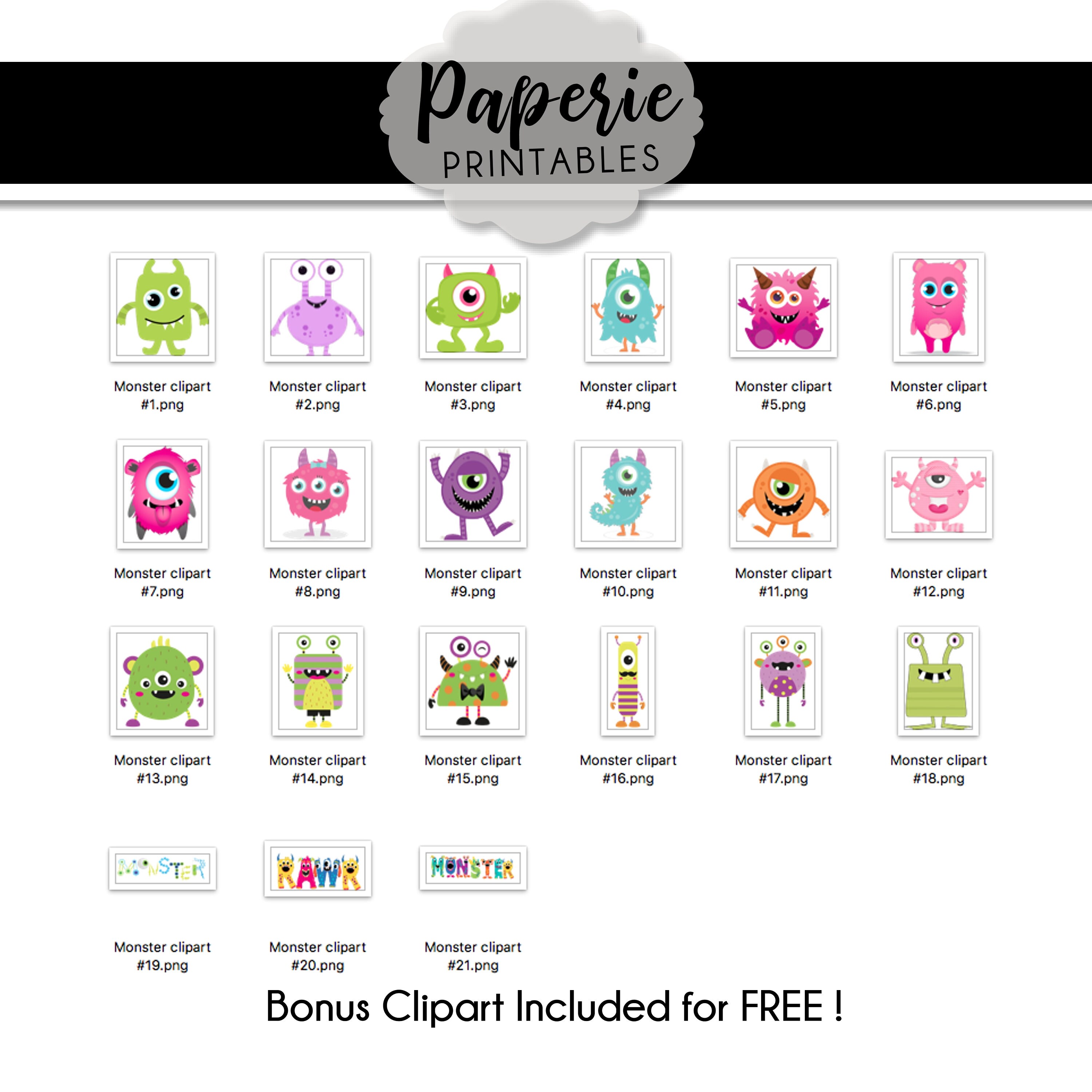 Little Monsters Digital Paper: 12x12 Scrapbook Clipart (instant ...