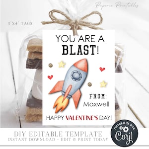 Editable Outer Space Valentine Tags, Space Valentine Cards , Kids ...