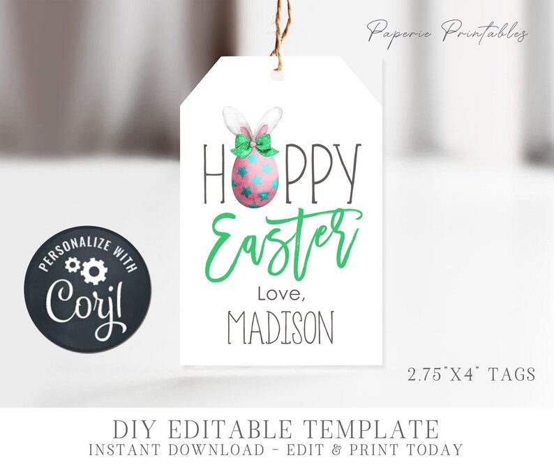 EDITABLE Happy Easter Gift Tags Easter Treats Tags Fully - Etsy