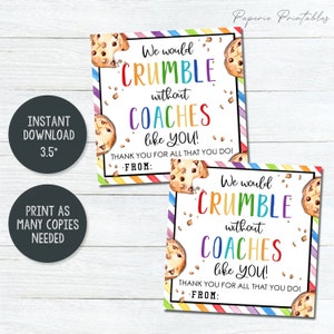 EDITABLE Cookie Coach Appreciation Gift Tag, Thank You Coach ...