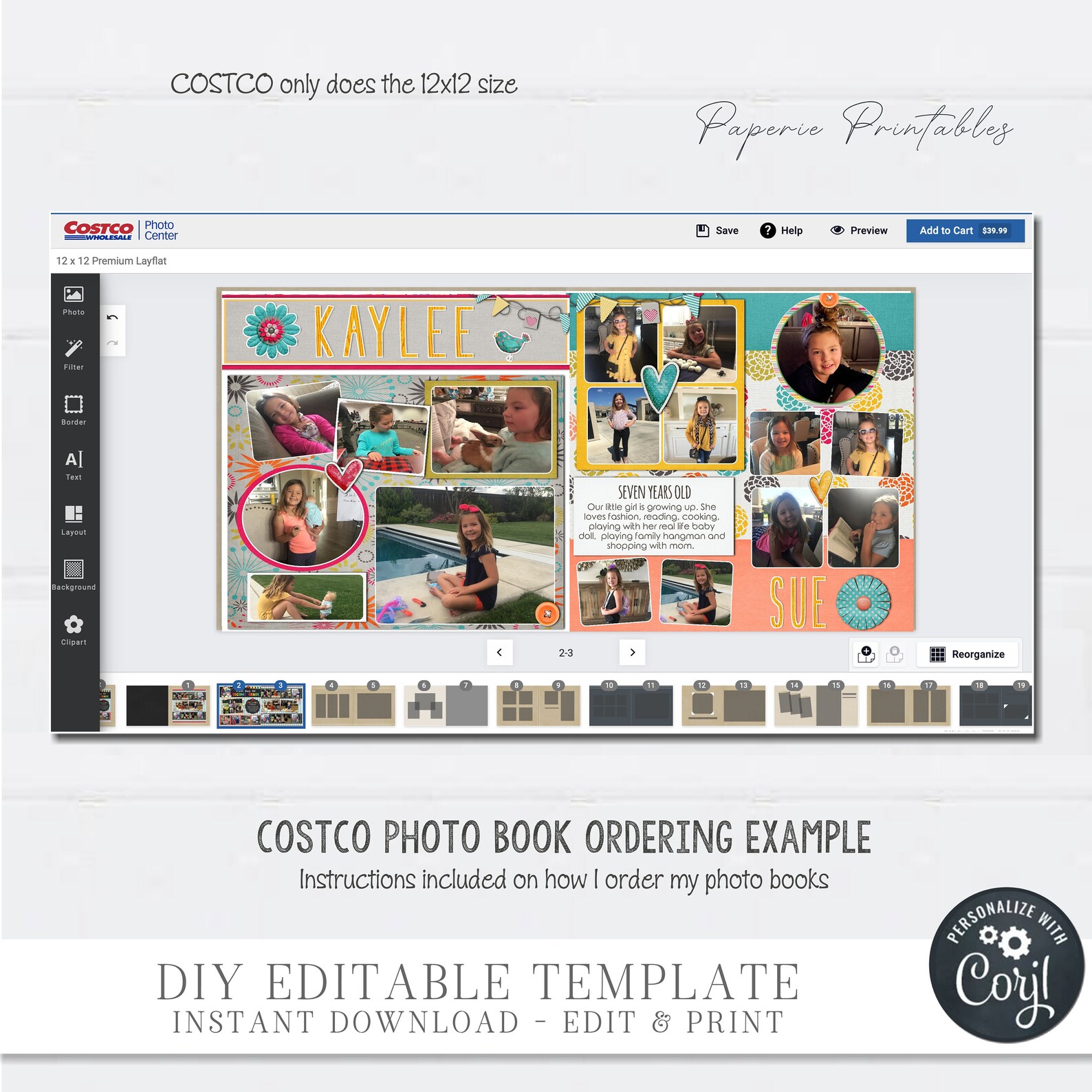EDITABLE Girl Scrapbooking Quick Pages Girl Scrapbooking - Etsy
