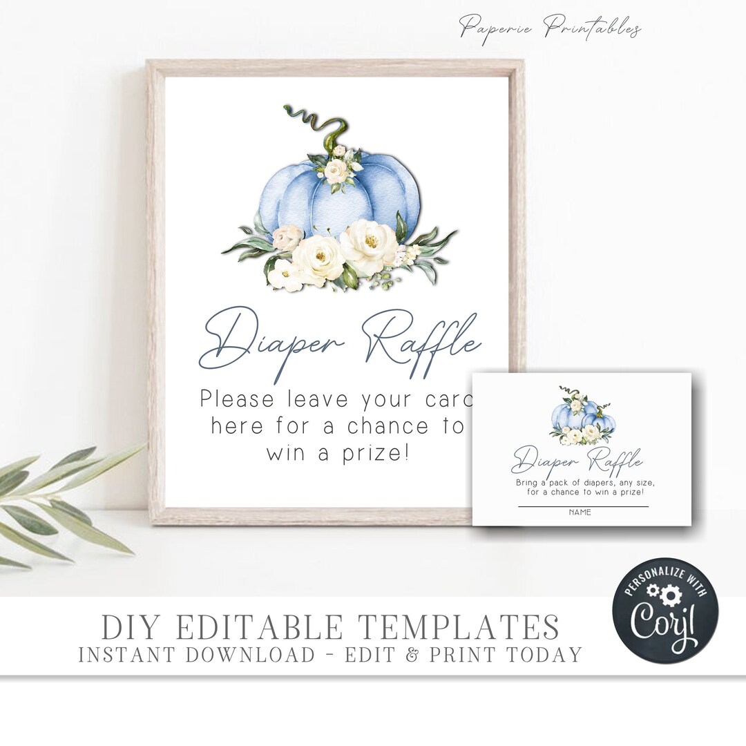 EDITABLE Boy Little Pumpkin Diaper Raffle, Pumpkin Diaper Raffle, Fall ...