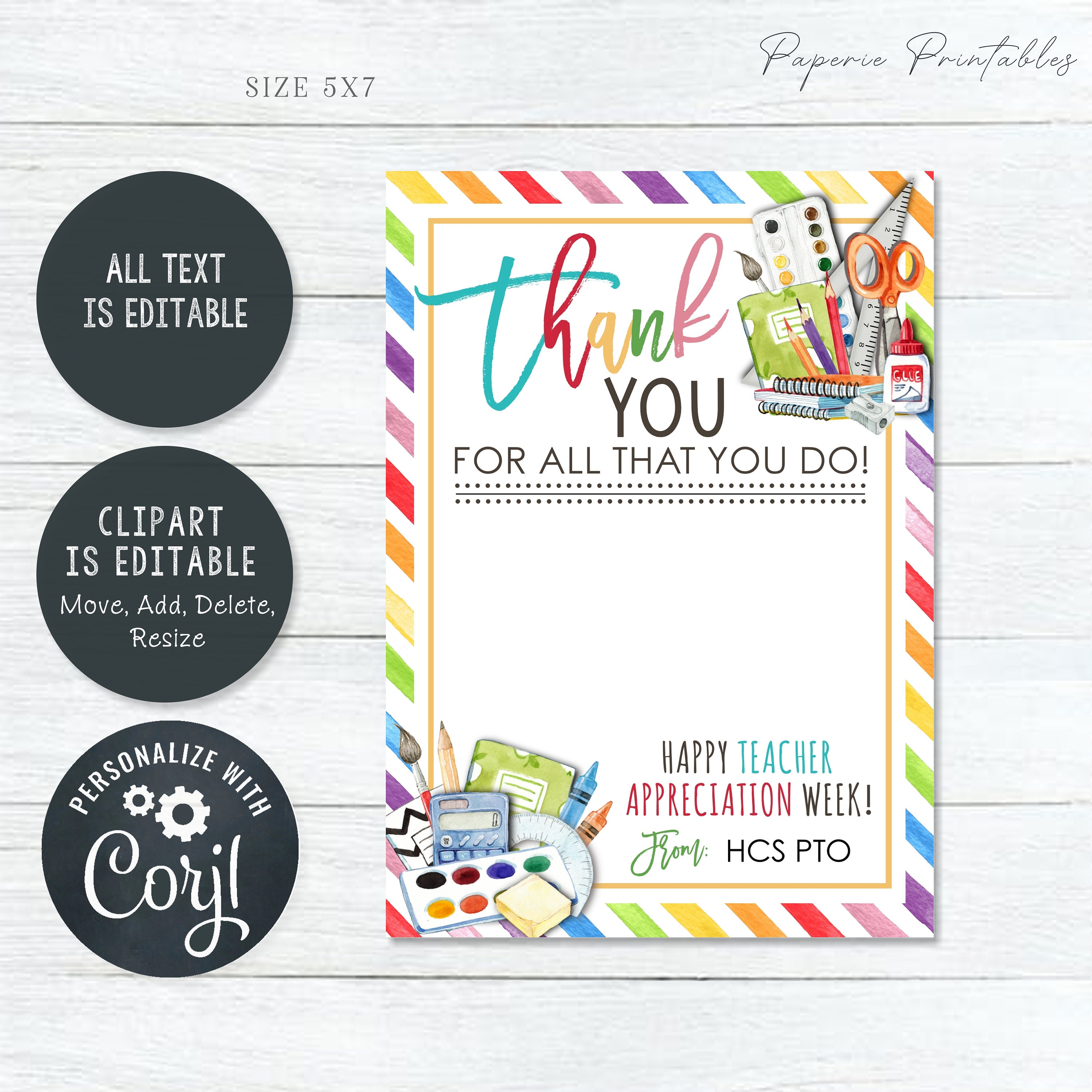 EDITABLE Teacher Appreciation Gift Card Holder Thank You for - Etsy