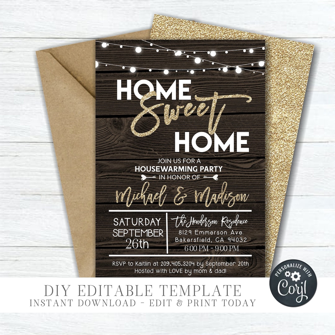 EDITABLE Housewarming Party Invitation Rustic Housewarming Party ...