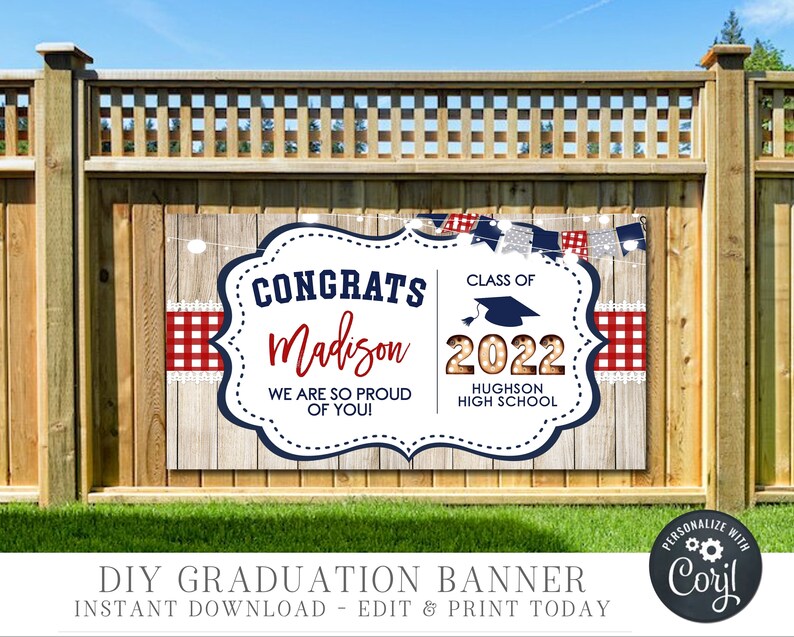 EDITABLE Graduation Backdrop Graduation Banner Class of 2023 - Etsy