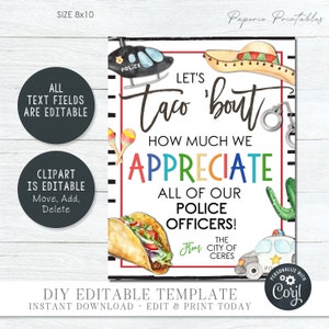 Editable Taco 'bout Police Appreciation Sign (digital Download) - Etsy