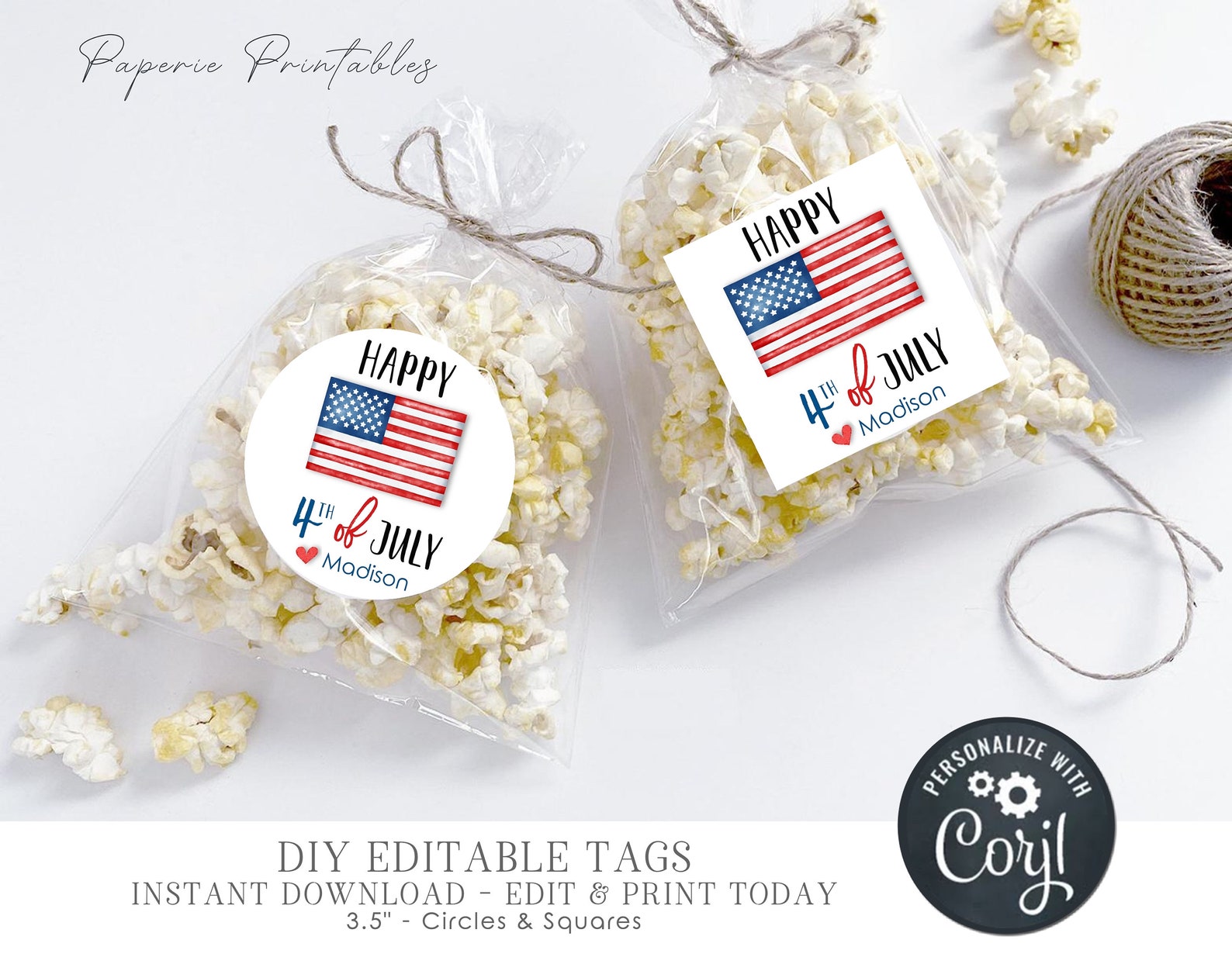 Editable Happy 4th of July Tags American Flag Tag Happy 4th - Etsy