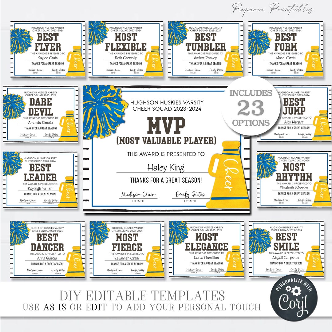 Editable Cheerleading Awards, End of Season Award, Cheer Team Party ...