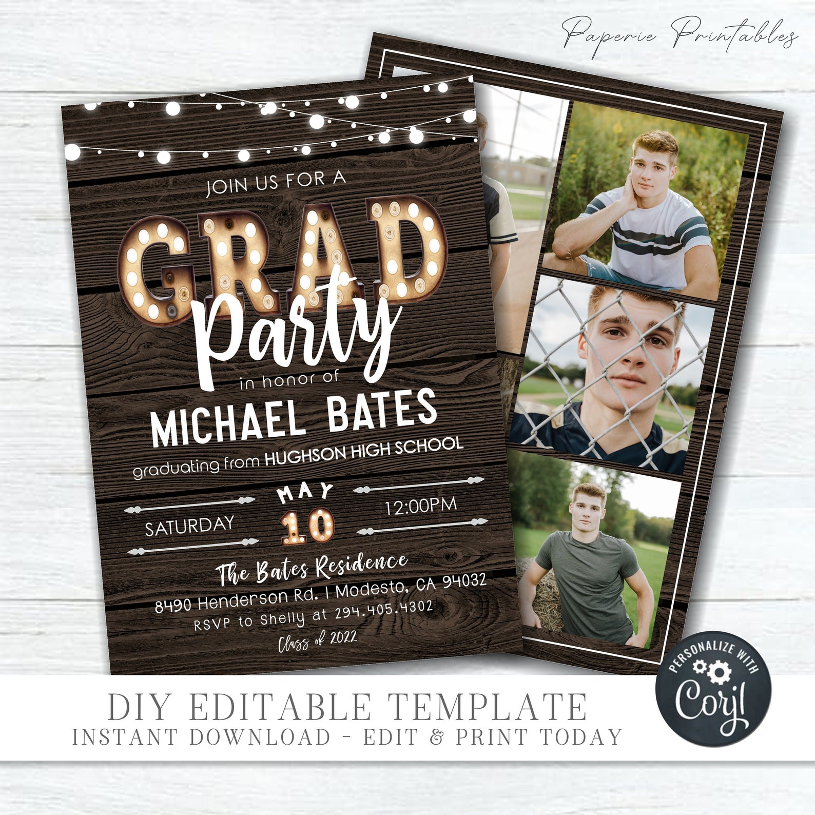 EDITABLE Country Graduation Party Template Rustic Graduation - Etsy