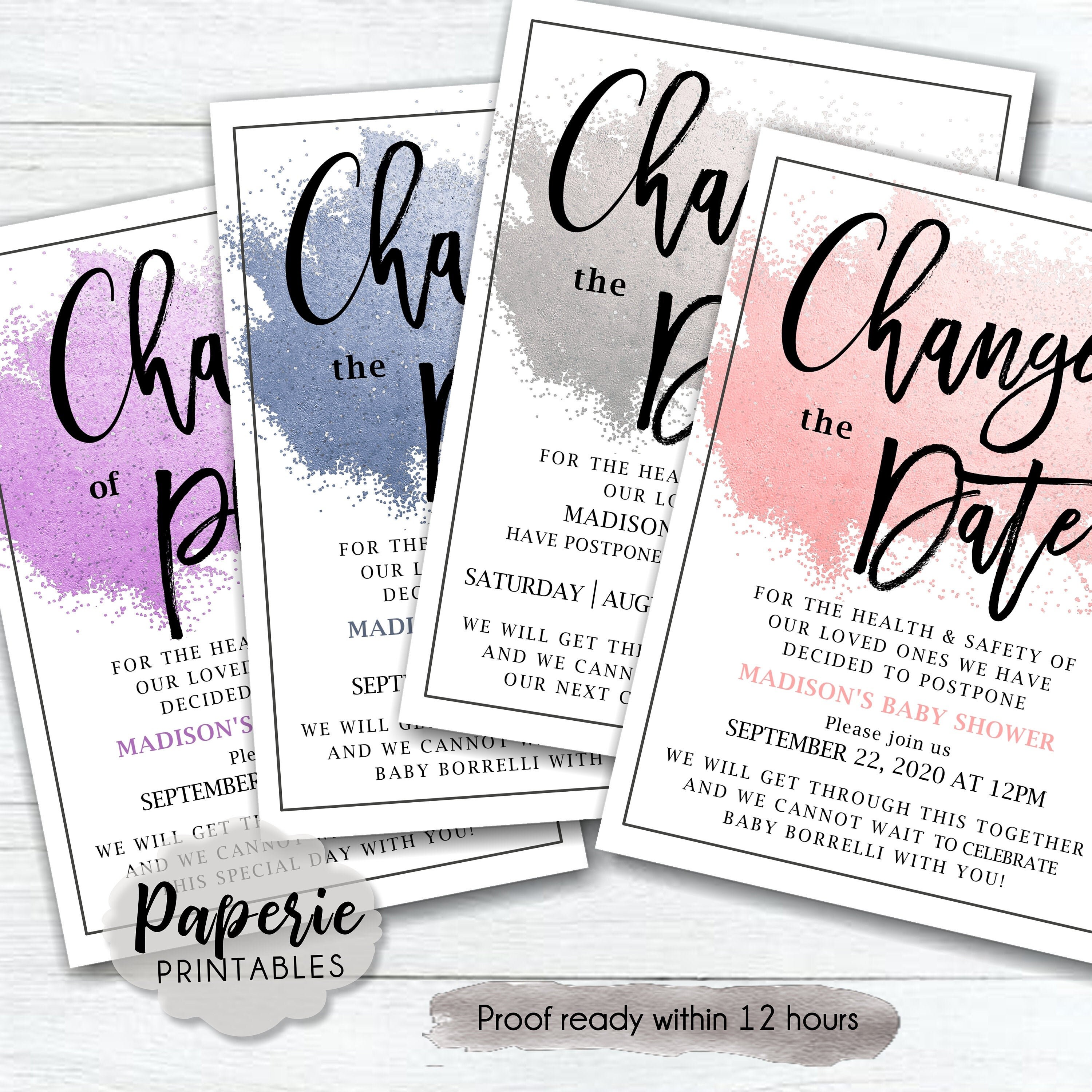 Change of Date Baby Shower Announcement Postponed Reschedule | Etsy