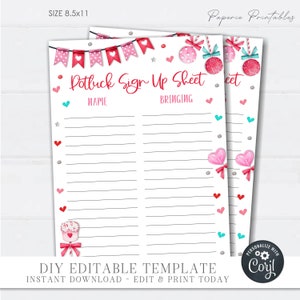 Editable Valentine's Day Potluck Sign up Sheet (digital Download) - Etsy