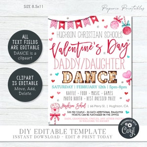 EDITABLE Sweetheart Dance Flyer Invitation, Daddy Daughter Dance Flyer ...