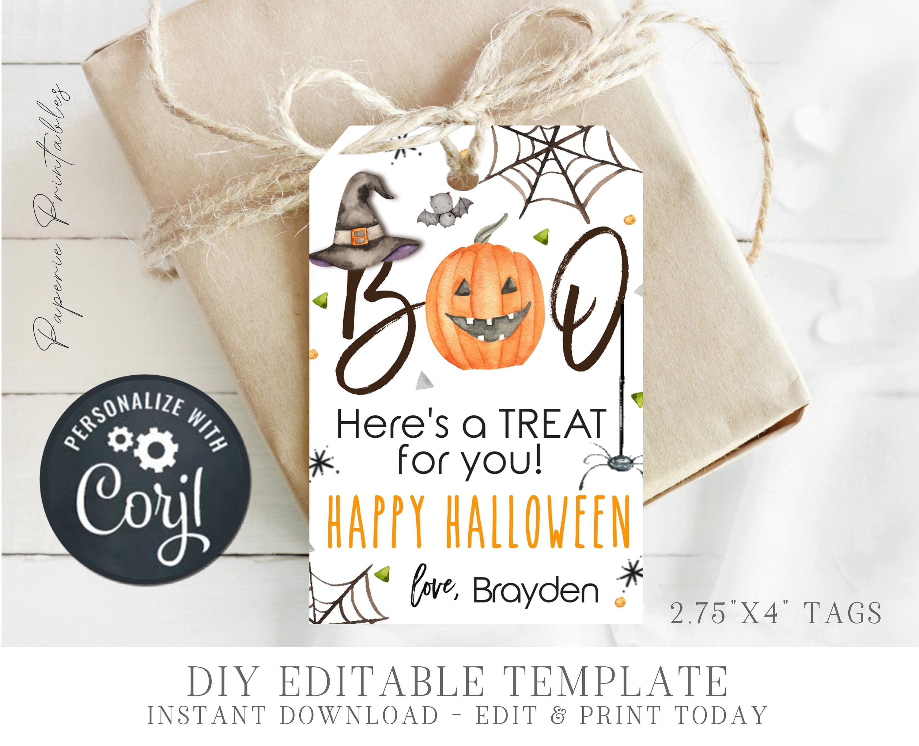 EDITABLE Happy Halloween Tag Printable Halloween Favor Tags - Etsy