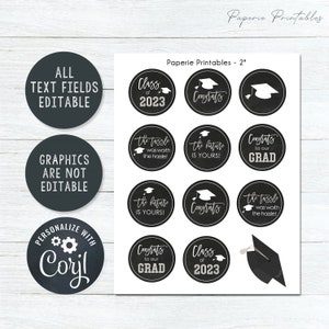 EDITABLE Graduation Decorations 2023, Class of 2023 Cupcake Topper ...