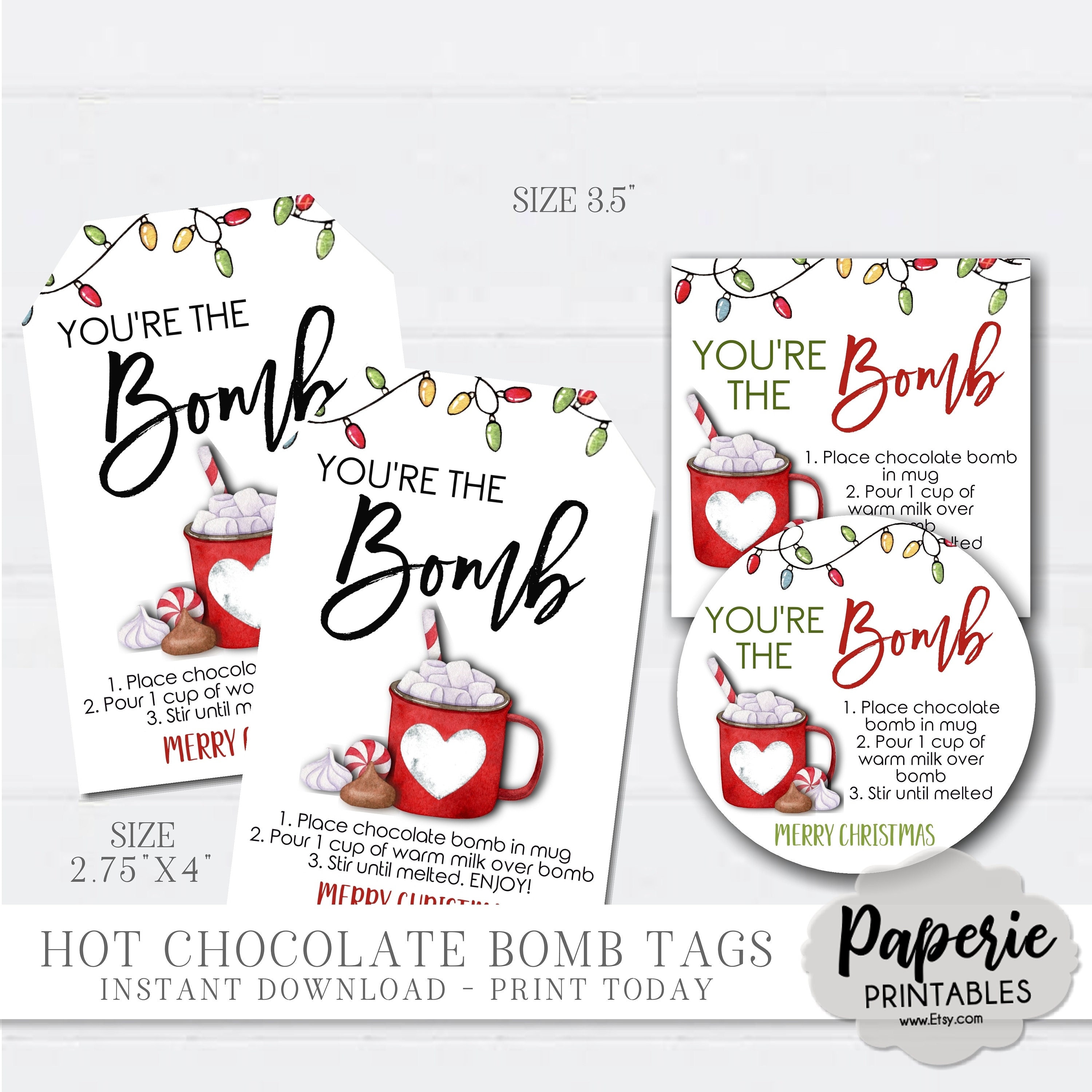 Christmas Hot Chocolate Bomb Tags Printable Hot Chocolate - Etsy