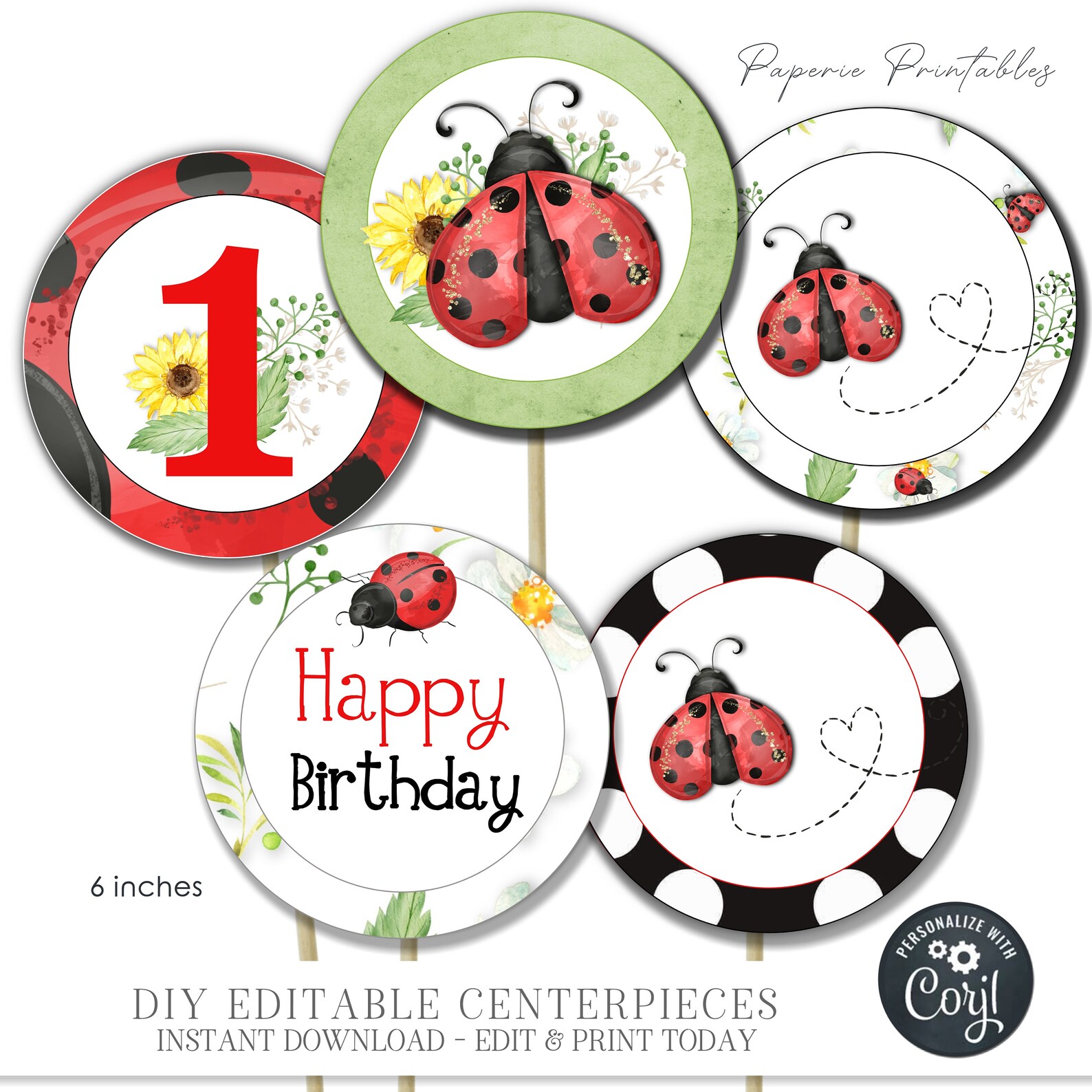 EDITABLE Ladybug Party Decorations Ladybug Birthday - Etsy