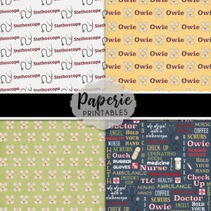 Nurse Digital Paper - Doctor 12x12 Digital Scrapbooking Paper - 40 ...
