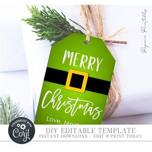 Editable Christmas Gift Tags, Elf Christmas Gift Tags, Elf Gift Labels ...