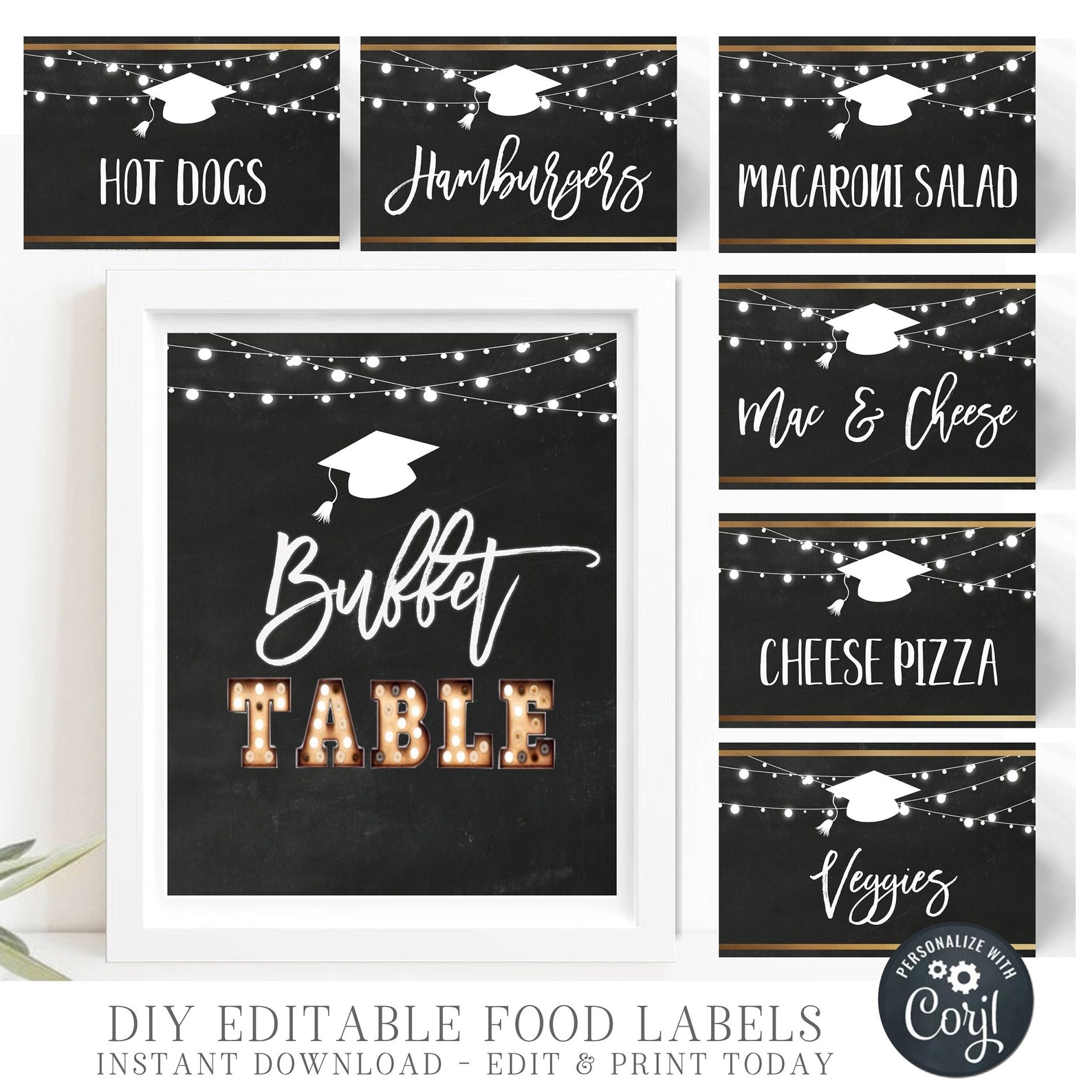 EDITABLE Graduation Food Tents Graduation Decoration Food - Etsy