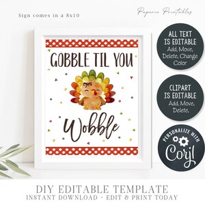 EDITABLE Gobble Til You Wobble Thanksgiving Food Labels - Etsy